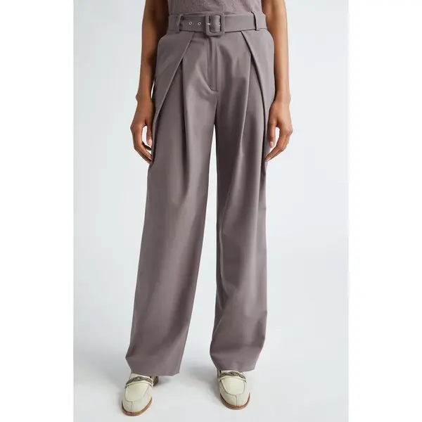 Eleventy Pleated Belted Wool Pants