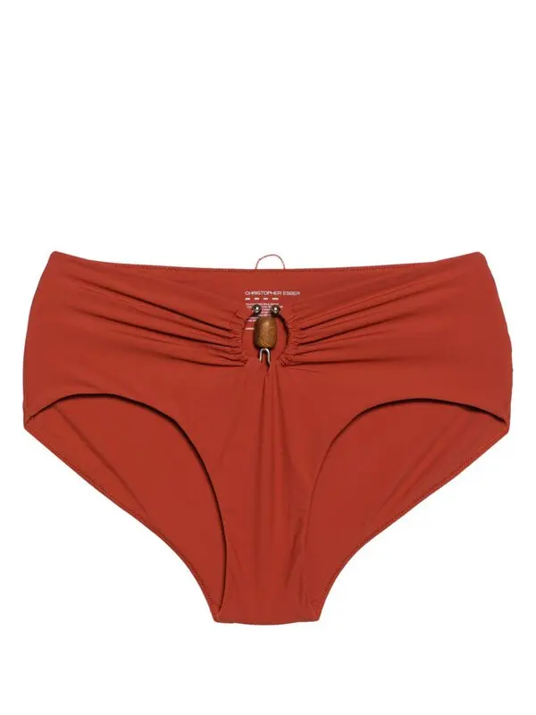 Christopher Esber Crystal Orbit Ruched Bikini Bottom - Brown