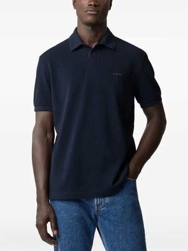 TOD'S Embroidered-logo Polo Shirt - Blue