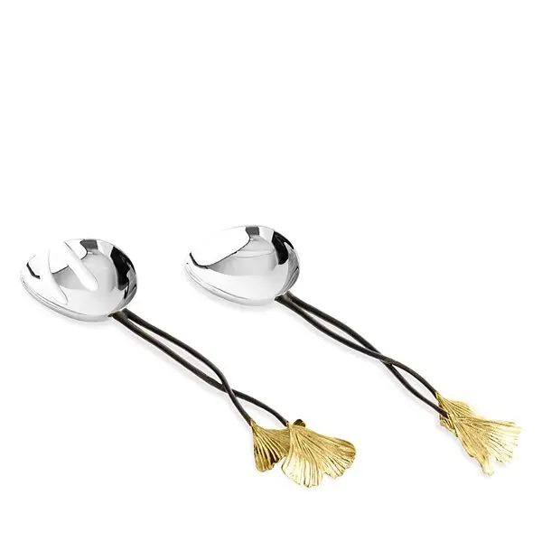 Michael Aram Golden Ginkgo Servers, Set Of 2