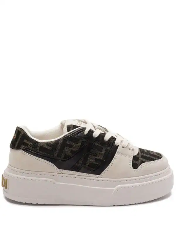 Fendi Zucca-Motif Panelled Sneakers Brown Editorialist