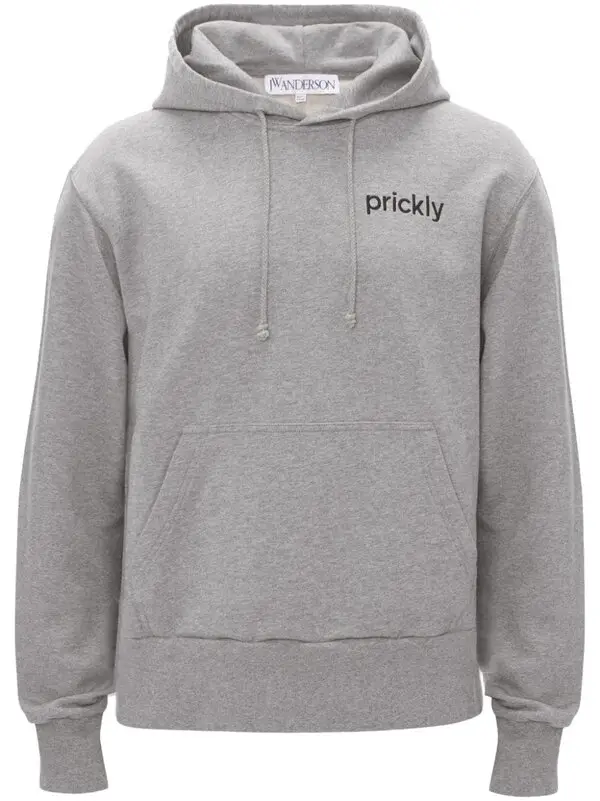 JW Anderson Prickly Slogan-print Hoodie - Grey