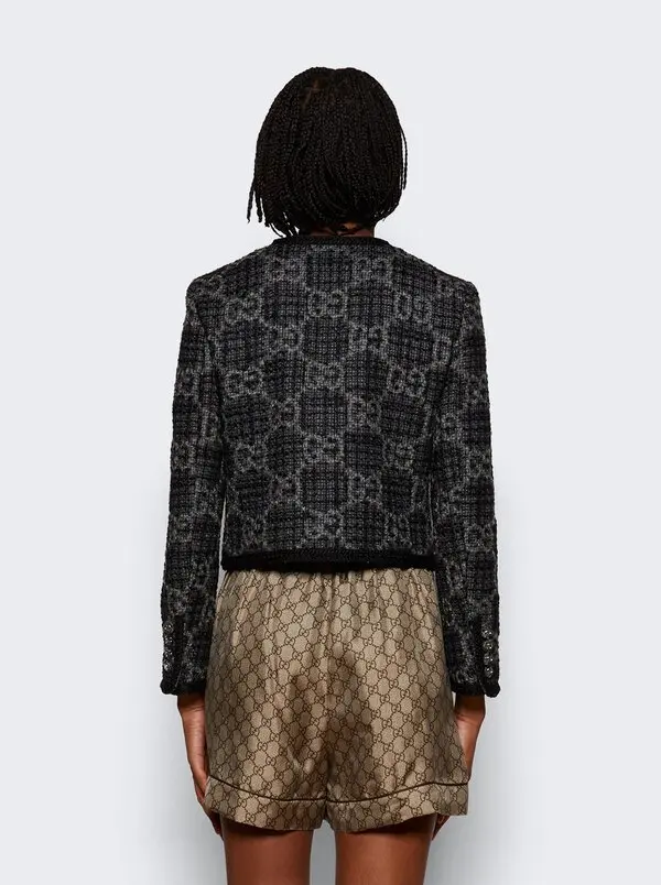Gucci Gg Tweed Jacket - Dark Grey