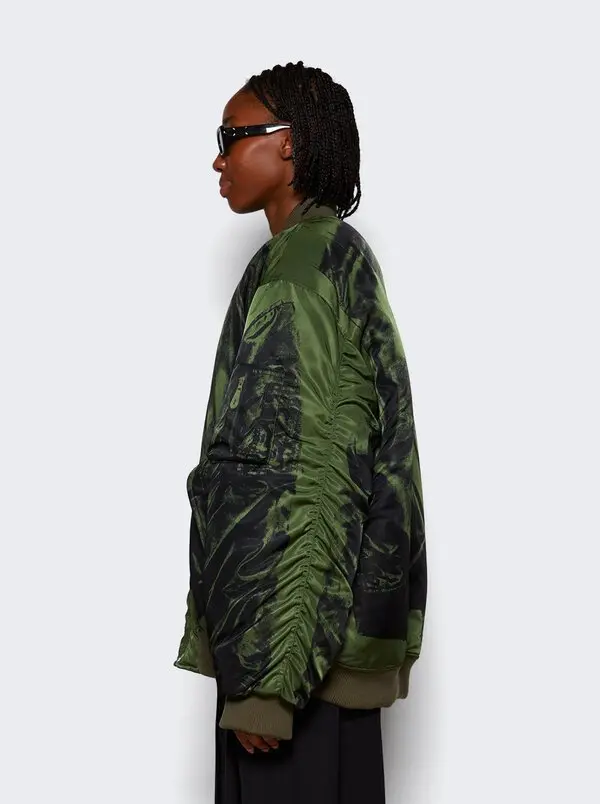 Jean Paul Gaultier Nylon Trompe L'oeil Bomber Jacket - Khaki Green