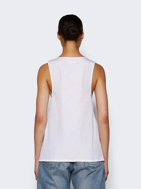 Saint Laurent Cotton Poplin Henley Tank - White