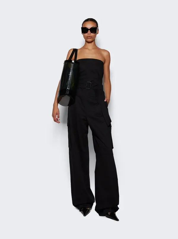 Saint Laurent Cassandre Organic Cotton Jumpsuit - Black