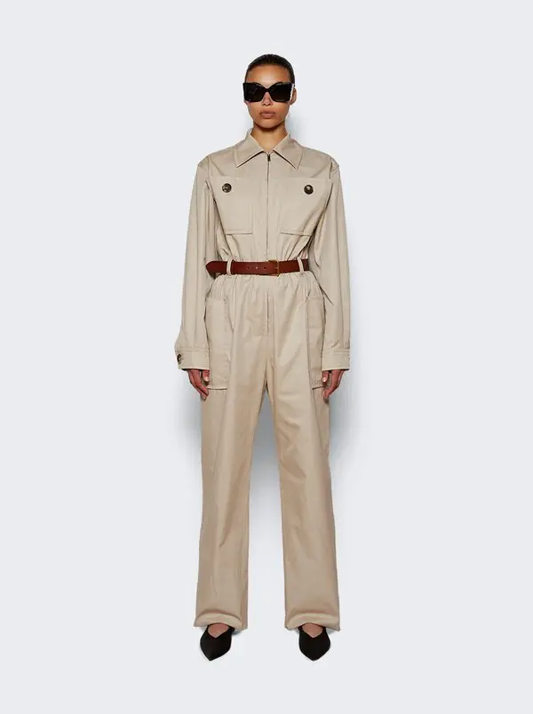 Saint Laurent Cotton Twill Jumpsuit - Beige