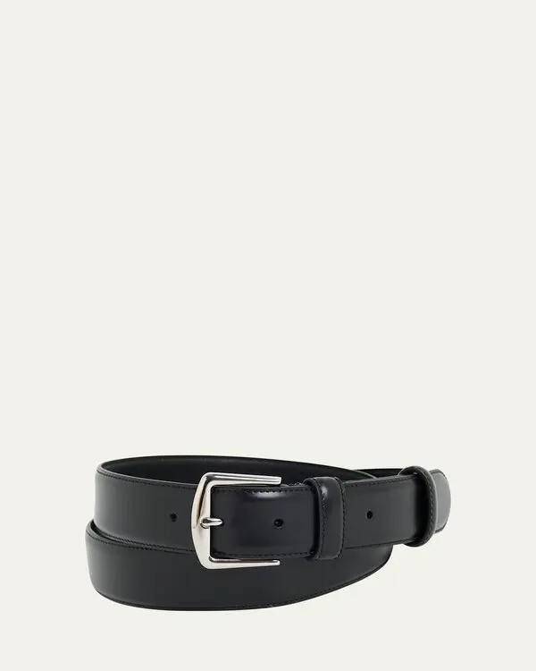 Loro Piana Travis Calf Leather Belt - Black