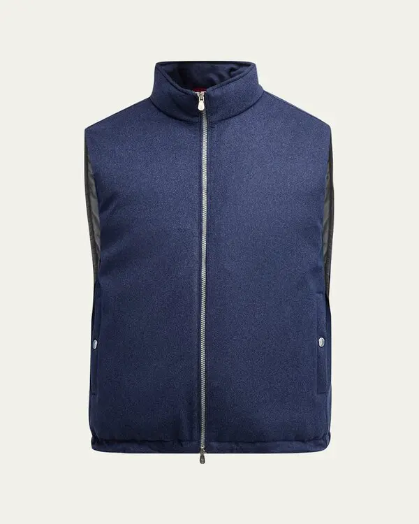 Brunello Cucinelli Wool Padded Full-zip Vest - Blue