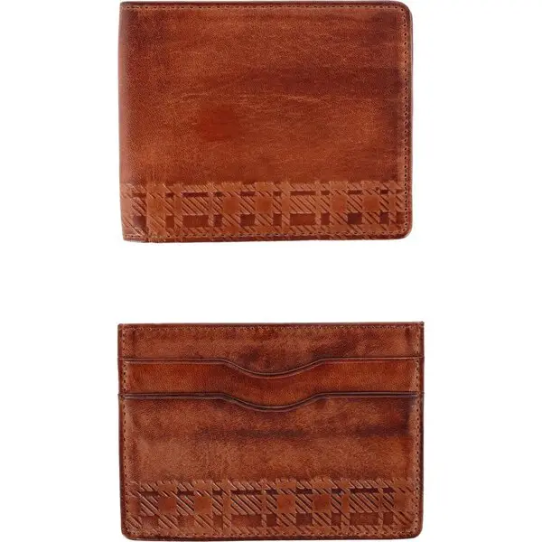 Trafalgar Caelen Plaid Embossed Bi-fold Wallet And Card Case Combo