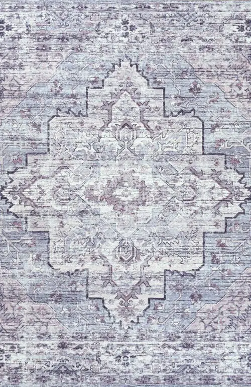 JONATHAN Y Didim Boho Gray Medallion Machine-washable Area Rug - Gray/purple