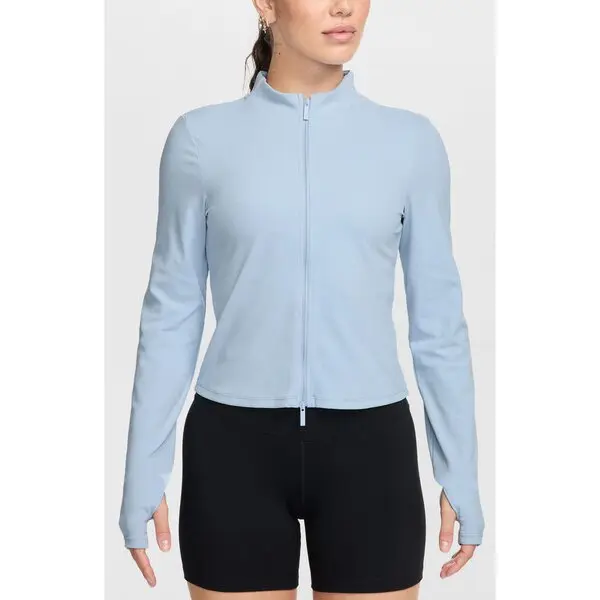 Nike Zenvy Dri-fit Long-sleeve Full Zip Top - Lt Armory Blue/ White