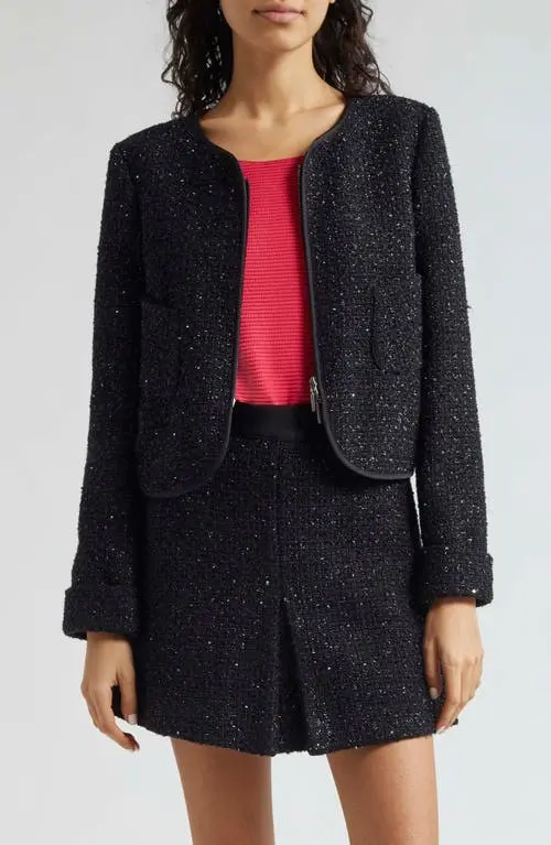Emporio Armani Metallic Tweed Jacket - Solid Black