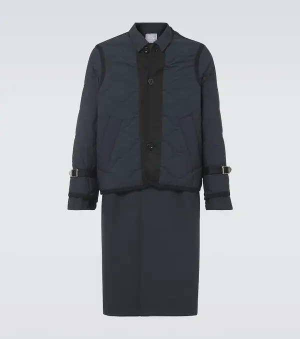 Sacai Quilted Layered Ripstop Coat - Black