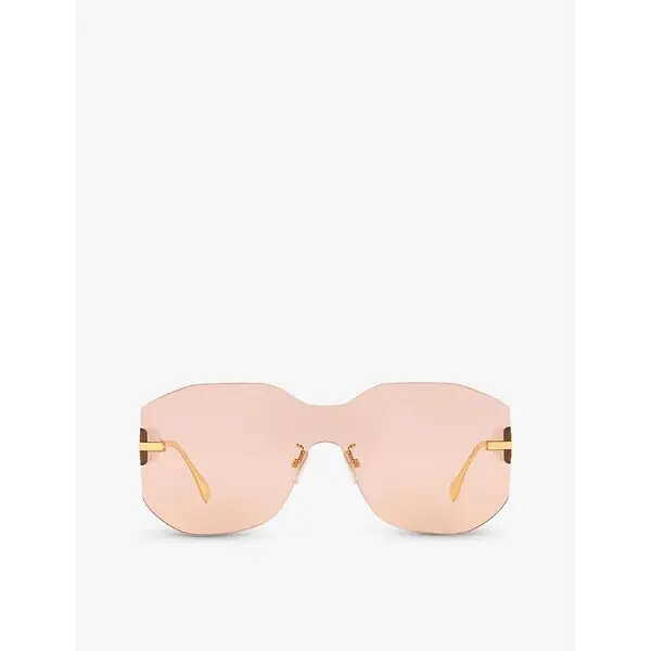 Fendi Rectangle-frame Tinted-lens Metal Sunglasses - Gold