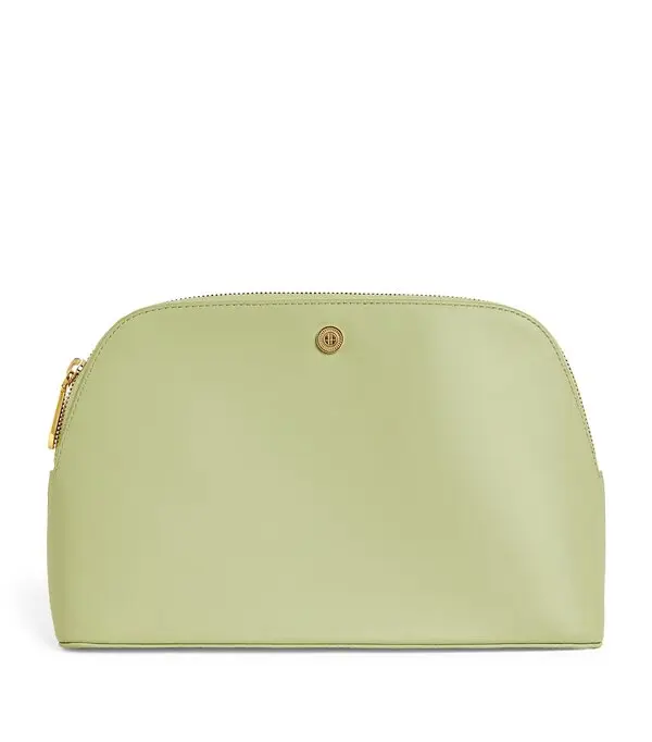 Harrods Large Leather Cosmetics Bag - Green