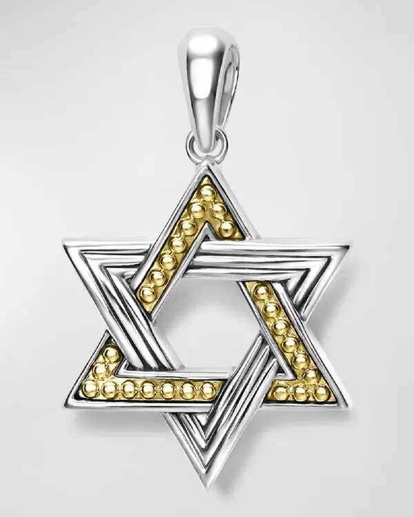 Lagos Sterling And 18k Gold Anthem Star Of David Pendant - Silver