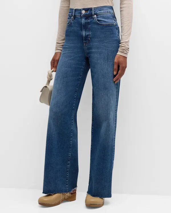 FRAME Le Slim Palazzo Raw Fray Jeans