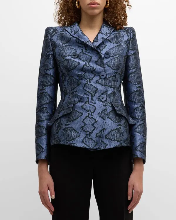 MAISON COMMON Snake Print Double-breasted Jacket