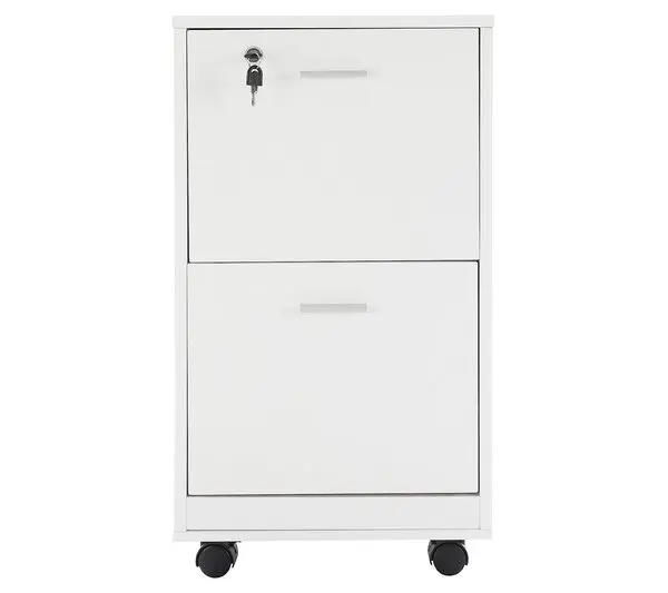 LAVISH HOME Rolling File Cabinet 2-deep Drawer Ith Lock
