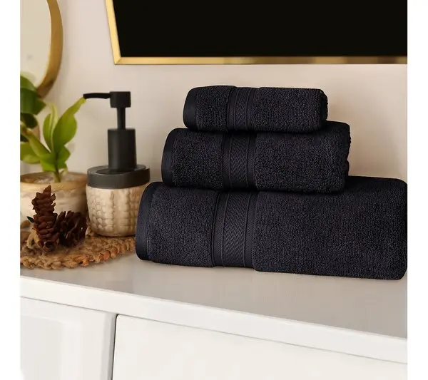 SUPERIOR Chevron Zero Twist Cotton Soft 3pc Sol Id Towel Set