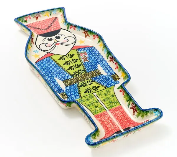 LIDIA'S POLISH POTTERY Hand Painted Nutcracker Serving Platter