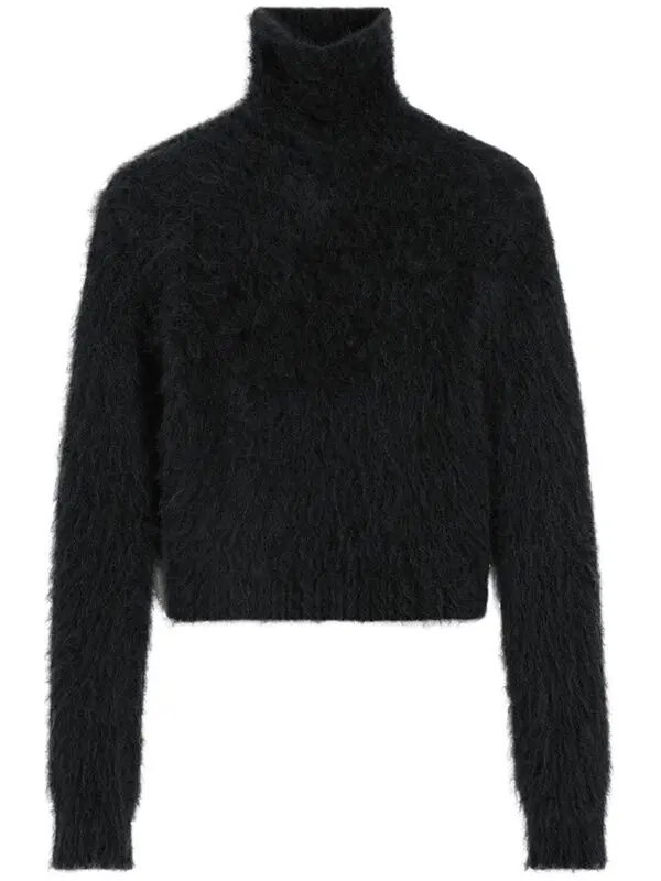 Ami Brushed-effect Cotton Jumper - Black