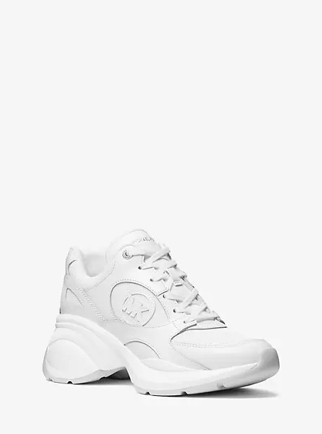 Michael Kors Zuma Leather And Mesh Trainer - White