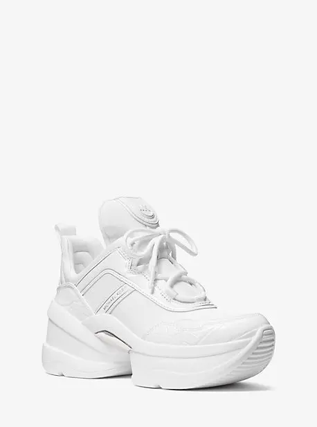 Michael Kors Olympia Mixed-media Trainer - White