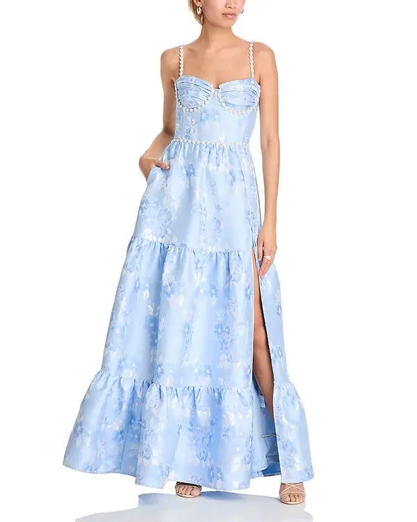 V. CHAPMAN Lucetta Maxi Dress - Chambray Blue Baroque