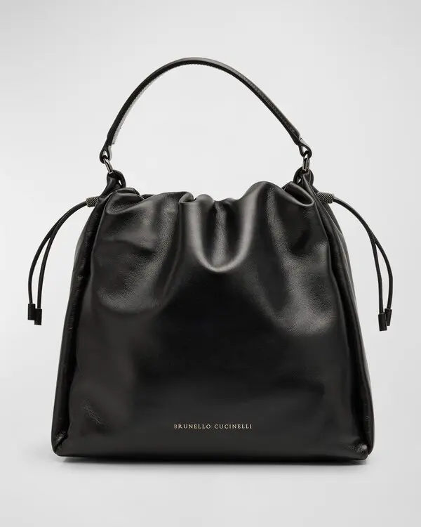 Brunello Cucinelli Medium Lambskin Top-handle Bag - Black