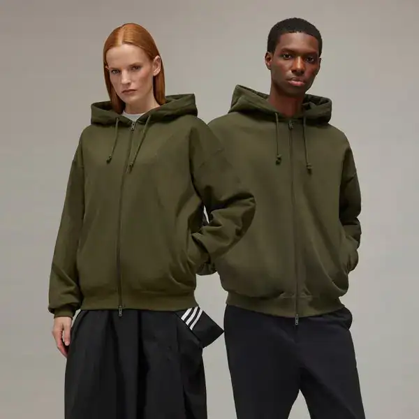 Adidas Y-3 Brushed Terry Zip Hoodie In Night Cargo - 50% Off 