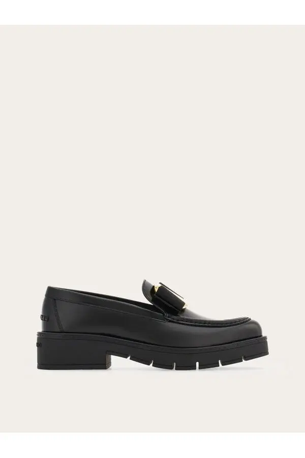 FERRAGAMO Chunky Vara Bow Loafer - Black