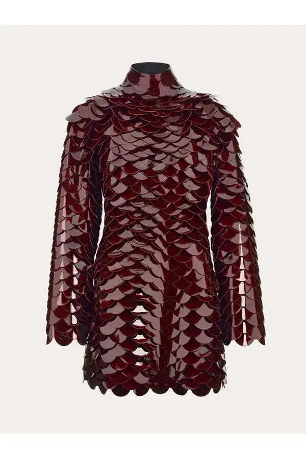 Ferragamo Mini Dress With Patent Leather Scales In Burgundy / Red - 50% Off  | Editorialist