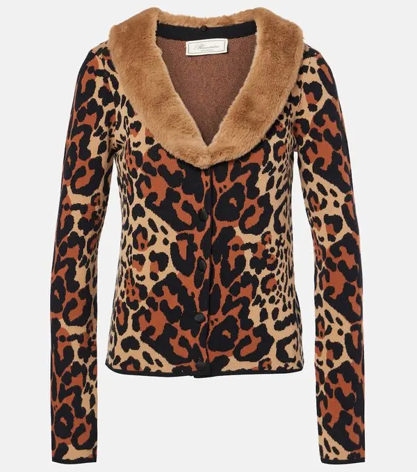 Blumarine Leopard-print Jacquard Cardigan - Multicoloured