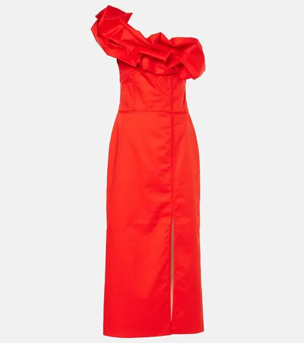 Johanna Ortiz Ruffled One-shoulder Gown