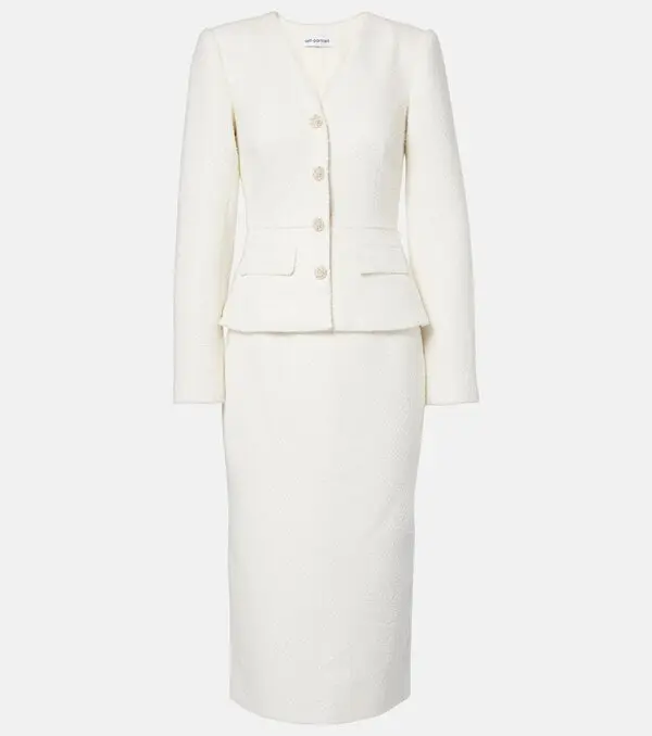 SELF-PORTRAIT Bridal Bouclé Midi Dress