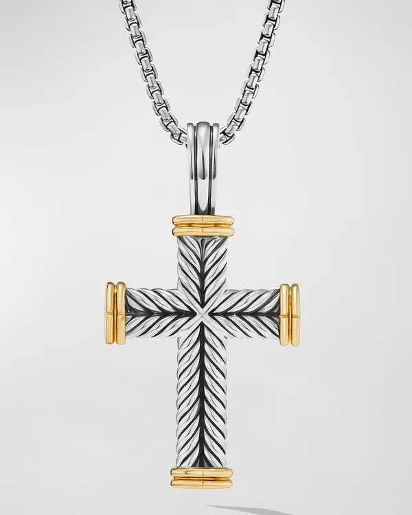 David Yurman Chevron Cross Pendant - Two Tone
