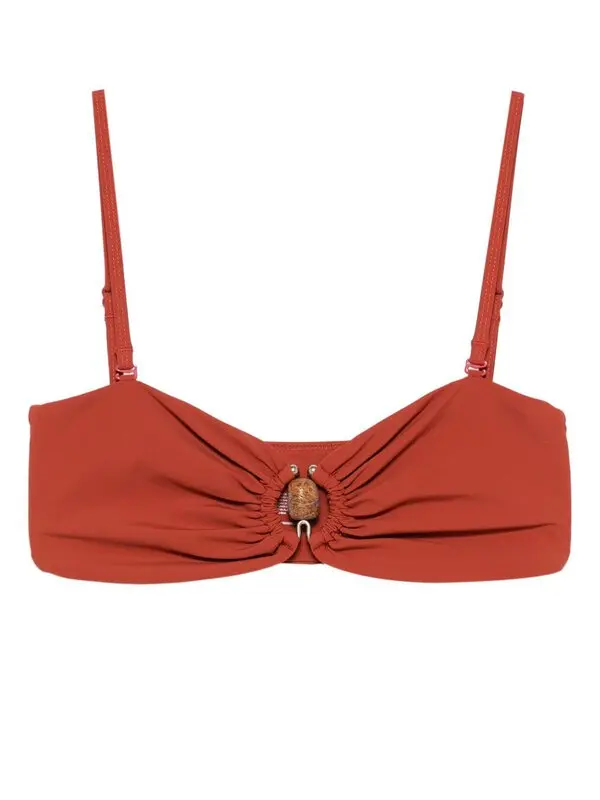 Christopher Esber Crystal Ruched Bikini Top - Orange