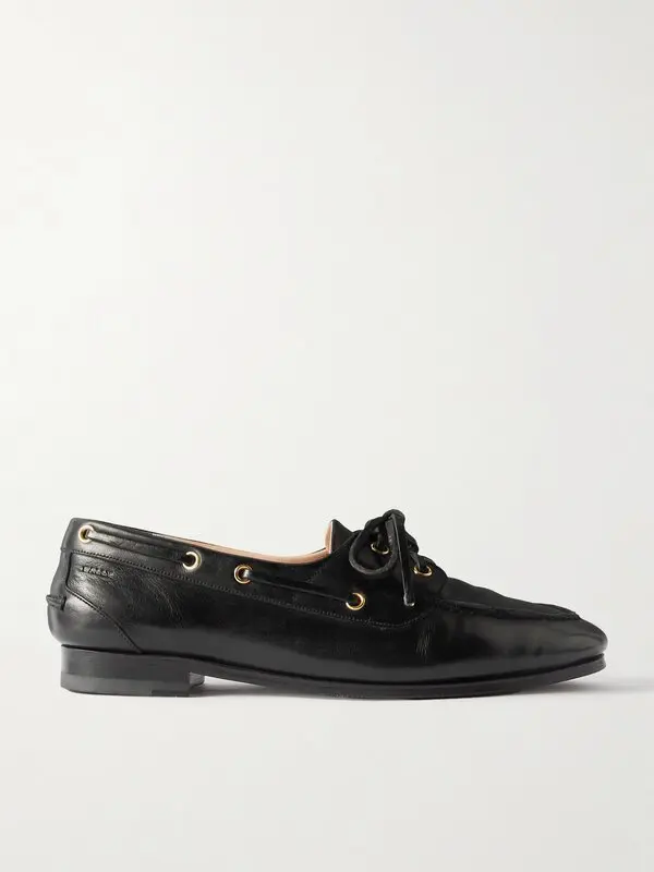Bally Pathy Leather Boat Shoes - Black