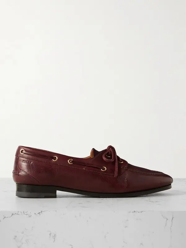 Bally Pathy Leather Boat Shoes - Burgundy