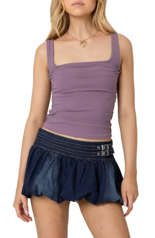 EDIKTED Rio Ruched Tank Top - Purple