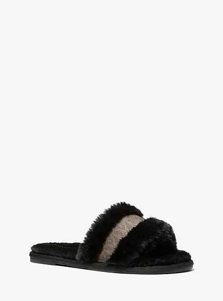 Michael Kors Alexis Faux Fur Slide Sandal - Brown