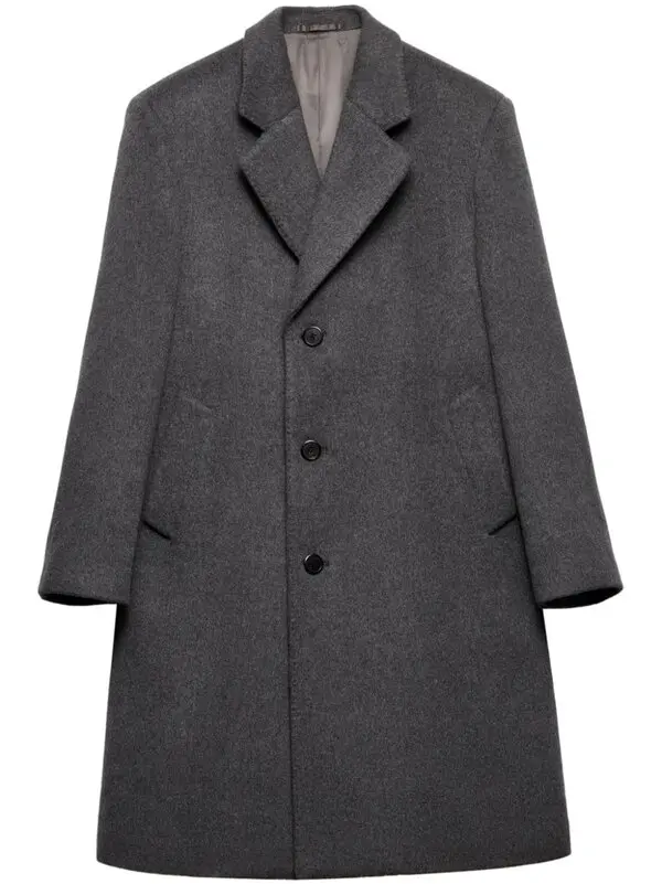 Prada Single-breasted Wool Coat - Grey
