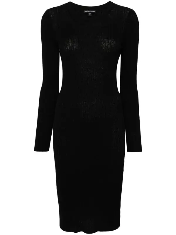 James Perse Long-Sleeve Ribbed-Knit Midi Dress - Black | Editorialist