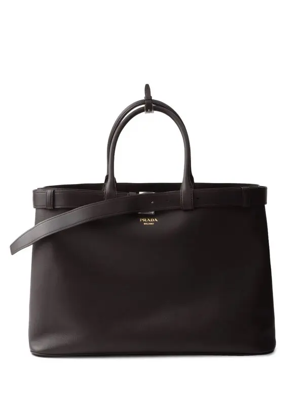 Prada Buckle Leather Tote