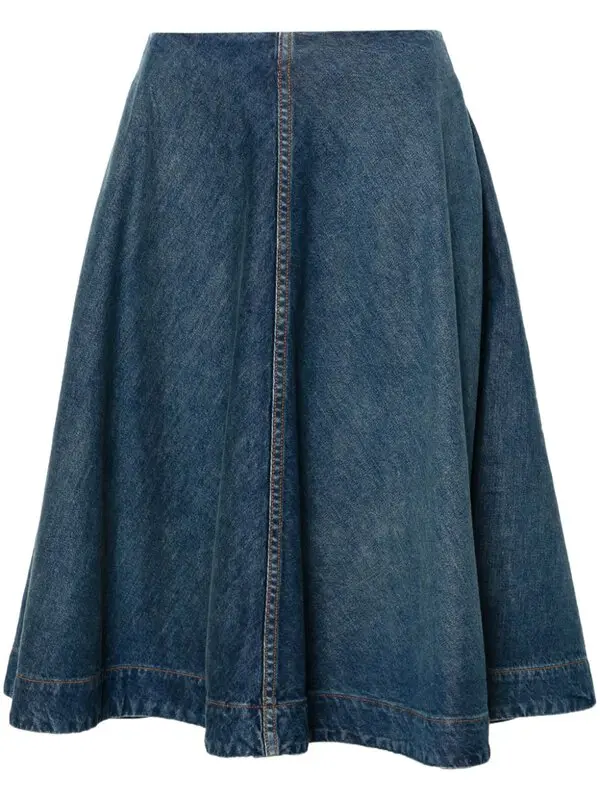 Khaite Renta Denim Midi Skirt
