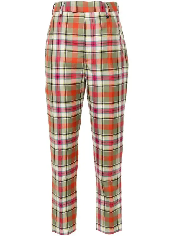 VIVIENNE WESTWOOD Checked Cigarette Trousers - Green