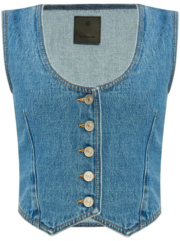Givenchy Voyou Denim Waistcoat - Blue