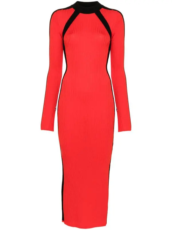 Patrizia Pepe Ribbed-knit Midi Dress - Red